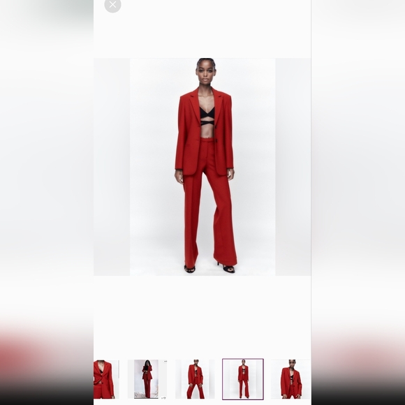 Zara | Pants & Jumpsuits | Zara Bold Red Wide Leg Pantsuit | Poshmark
